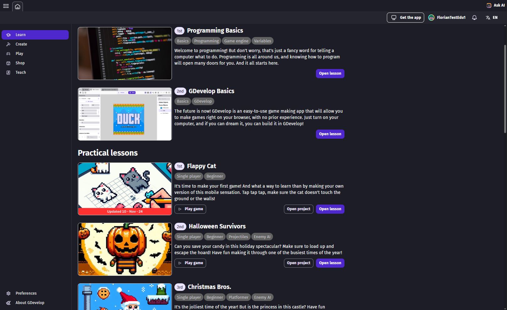 GDevelop for Education: A Winner Vs. Godot, Unity? - Infinite Frontiers